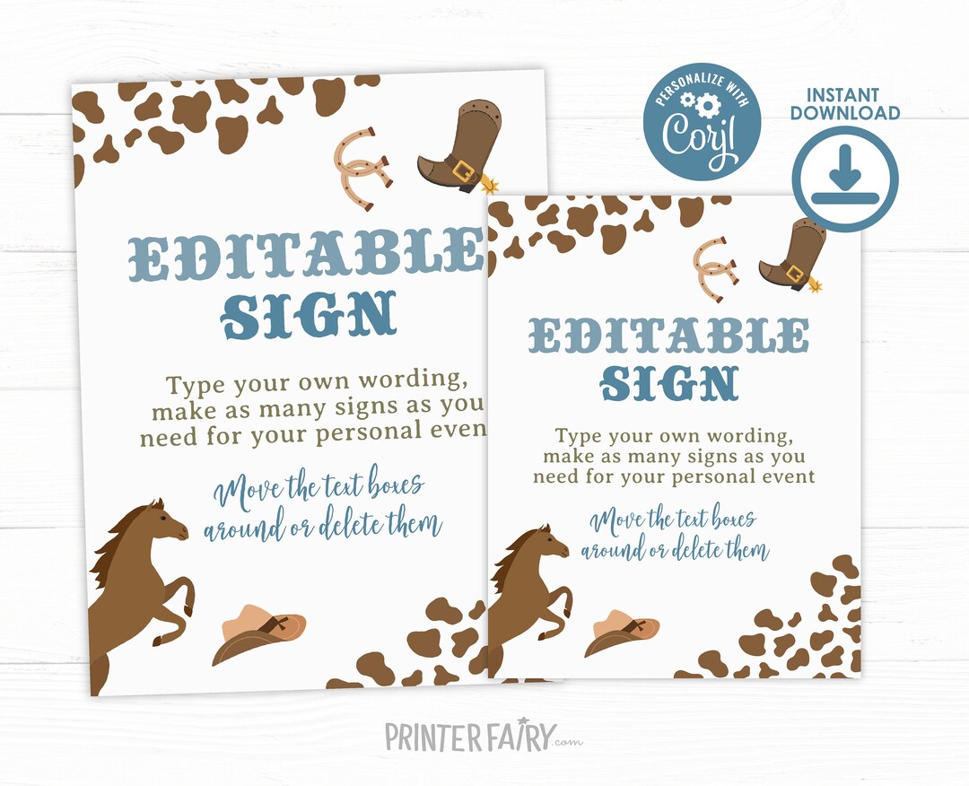Rodeo Birthday Editable Sign, Cowboy Birthday Party Welcome Sign ...