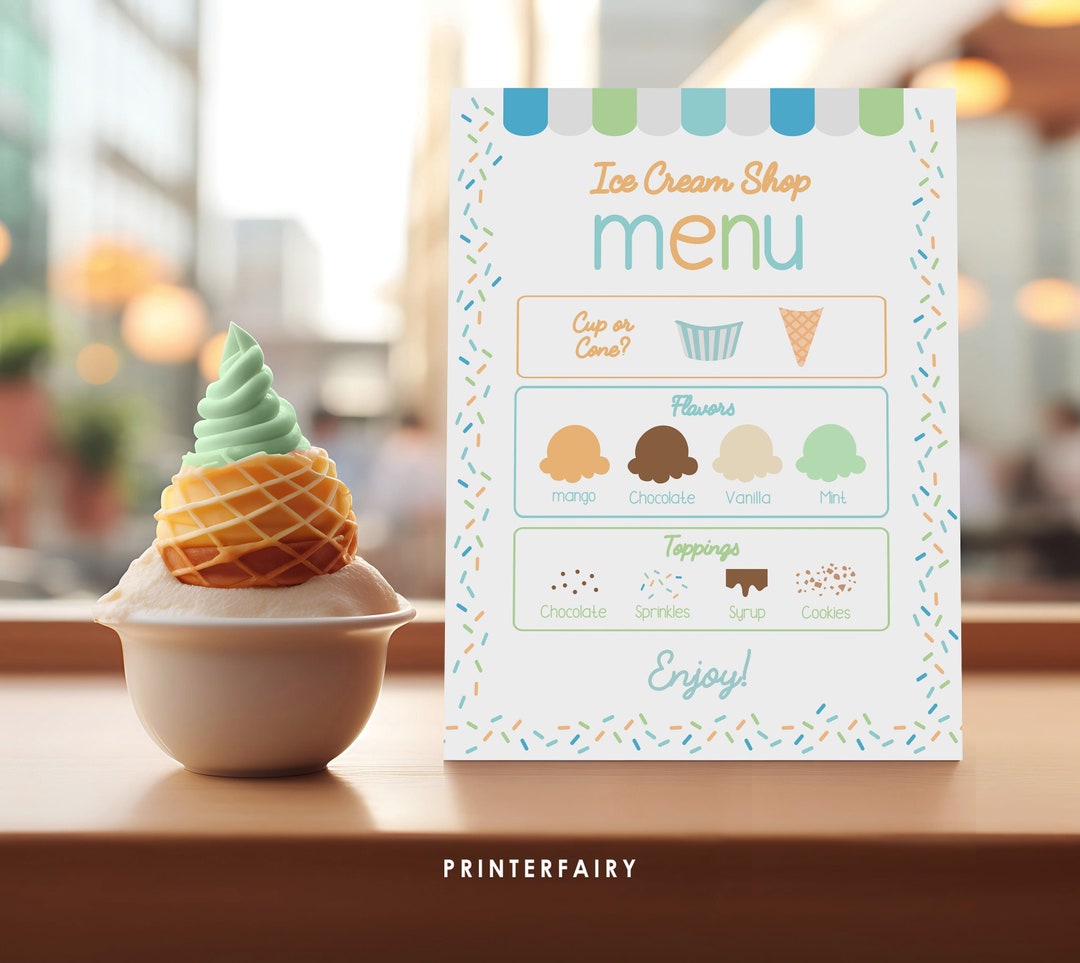 Ice Cream Party Menu Template, Editable Ice Cream Truck Menu, Ice Cream ...