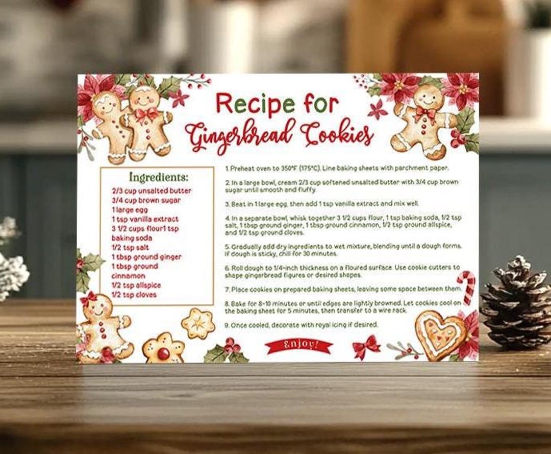 Christmas Recipe Card, EDITABLE, Cookie Exchange Party, Cookie Recipe ...