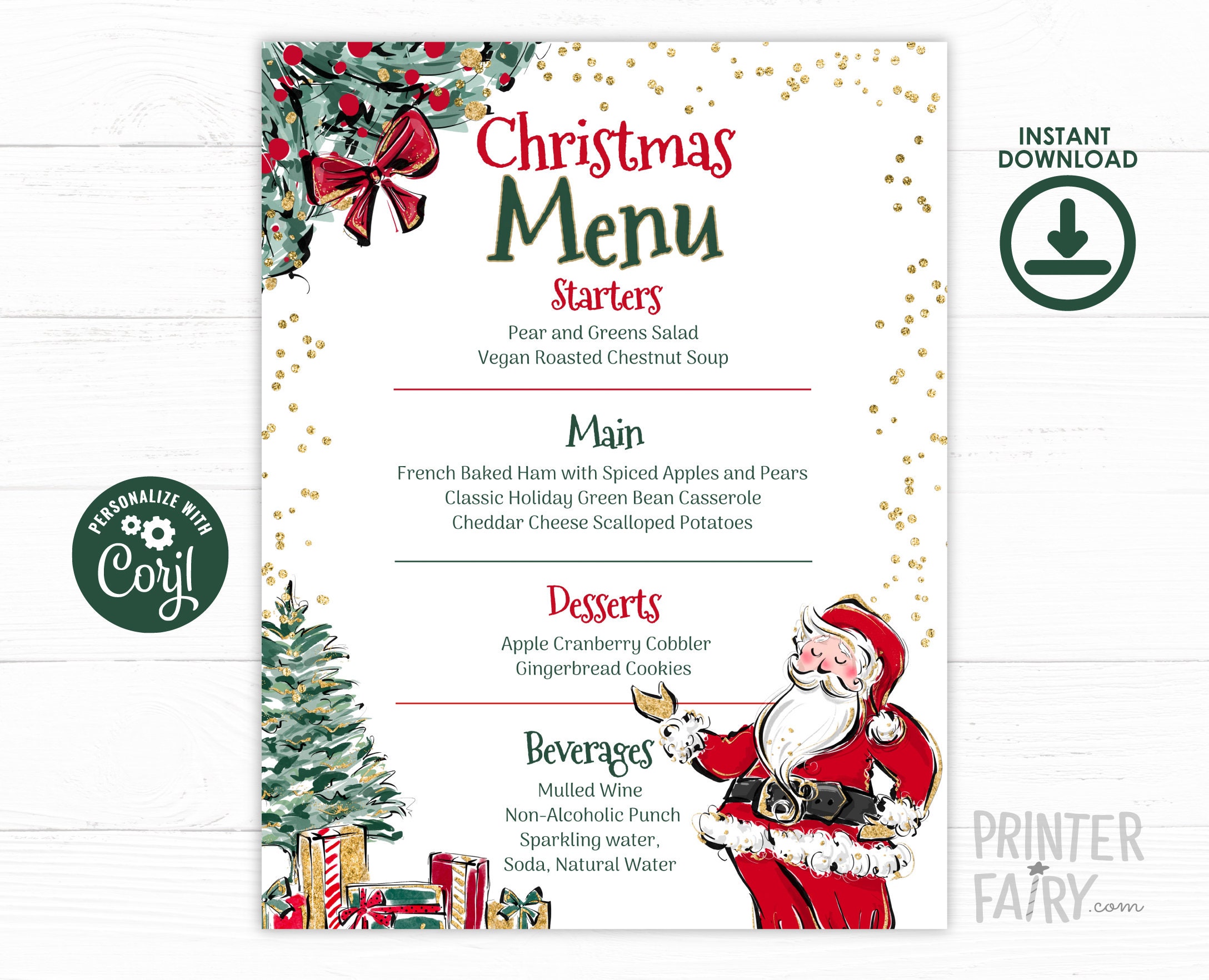 Christmas Menu EDITABLE Christmas Dinner Menu Christmas - Etsy UK