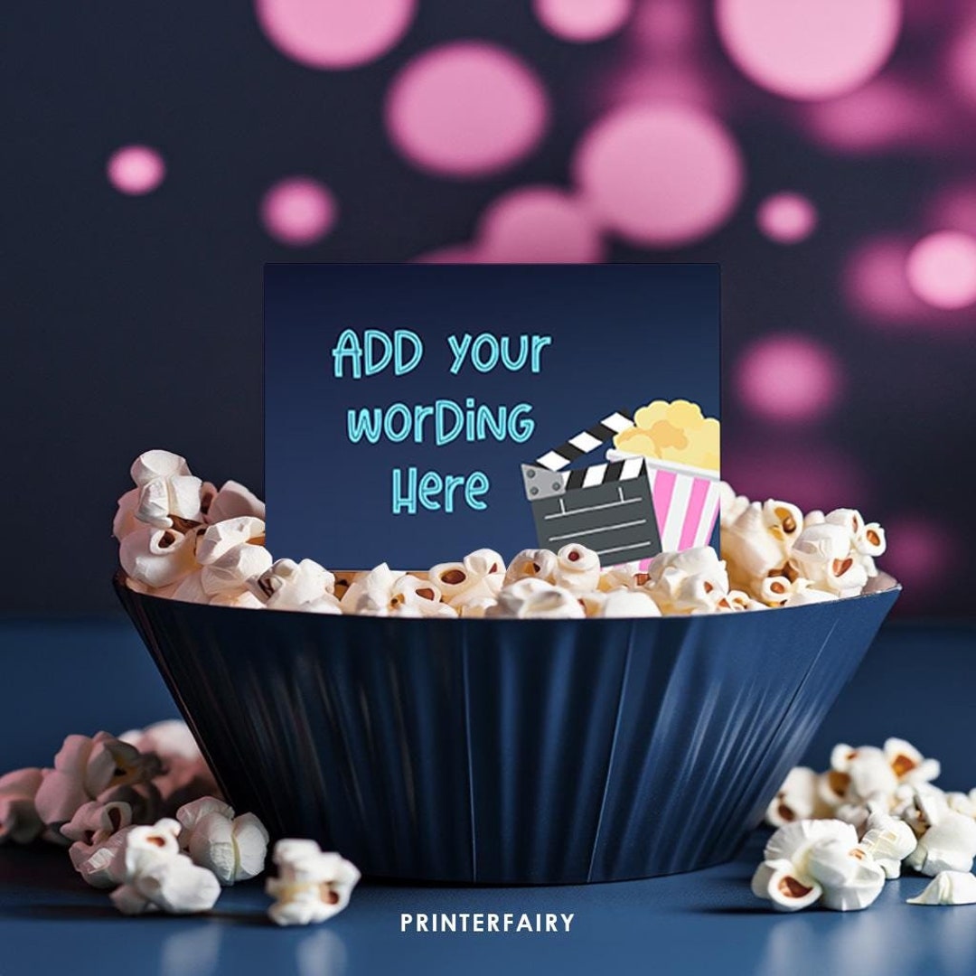 Movie Night Editable Food Tents or Place Cards Template Party Printable ...