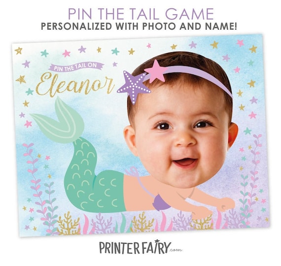 Pin The Tail game, Mermaid Birthday Party, Pin the Tail Mermaid ...