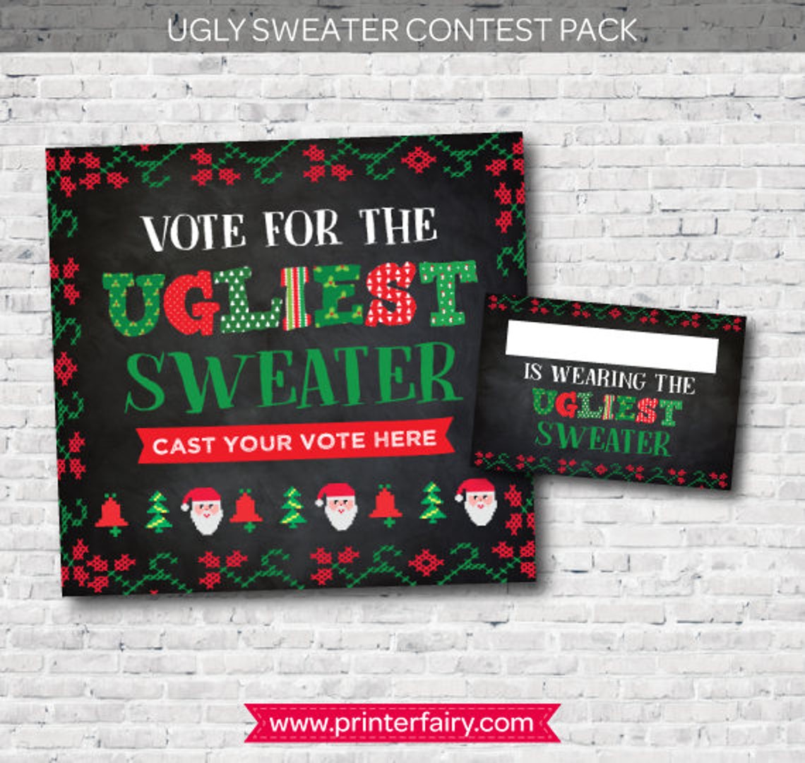 Ugly Sweater Contest Printables Holiday Party Christmas | Etsy