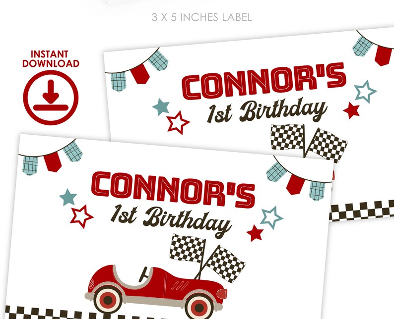 Race Car Birthday Party Gable Box Label EDITABLE Racing Car - Etsy