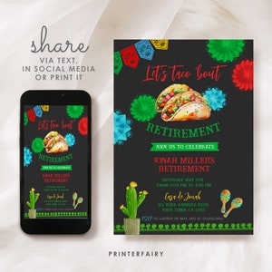 Taco About Retirement Invitation, Editable Printable Invite, Mexican ...