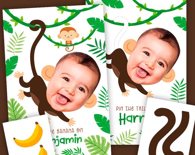 GAME Pin the Tail on the Monkey Birthday Party Game Instant DOWNLOAD ...