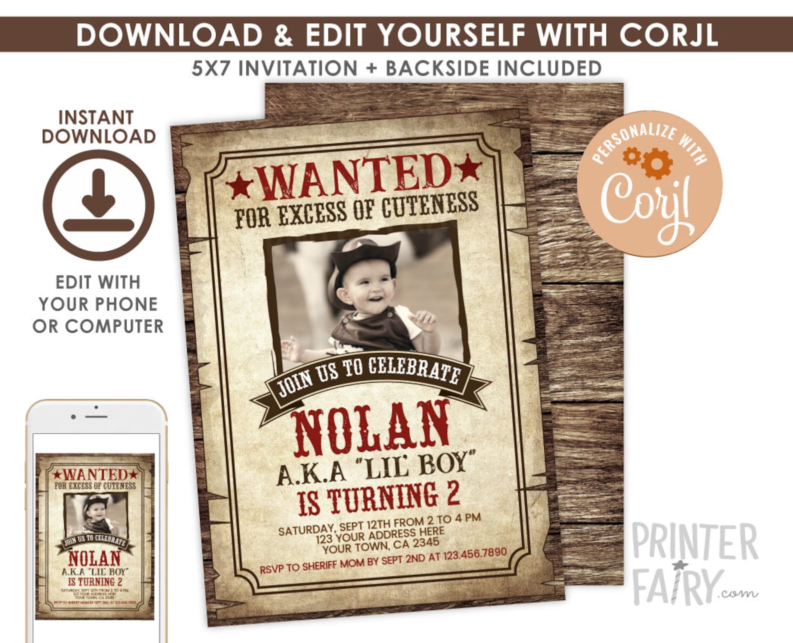 Wanted Poster Birthday Invitation With Picture EDITABLE | Etsy