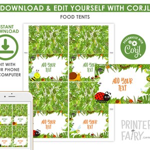 Bugs Editable Food Labels, Bugs Food Tents, Creepy Crawlers Printable ...