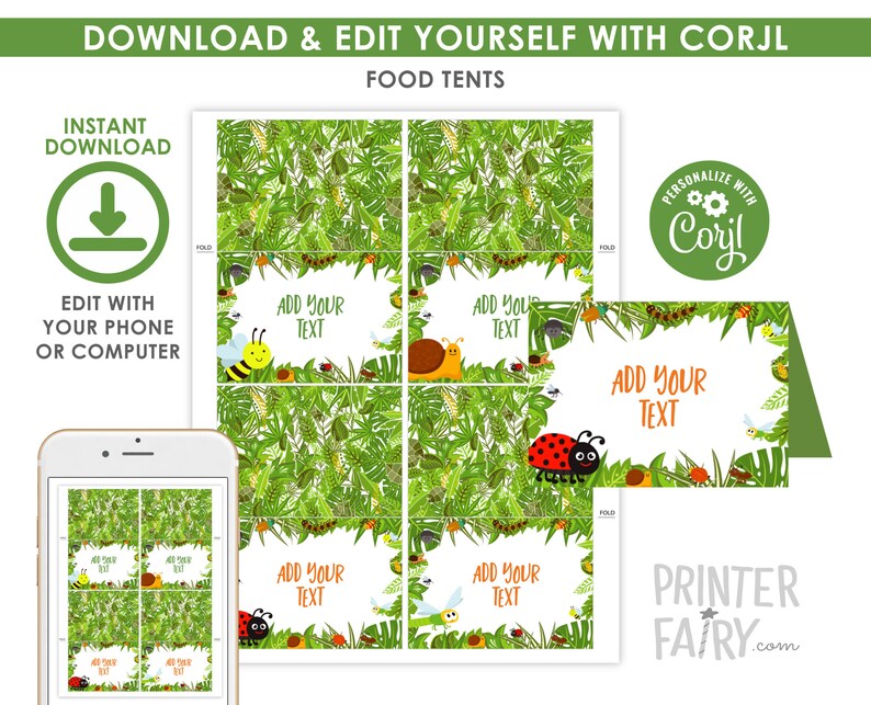 Bugs Editable Food Labels, Bugs Food Tents, Creepy Crawlers Printable ...