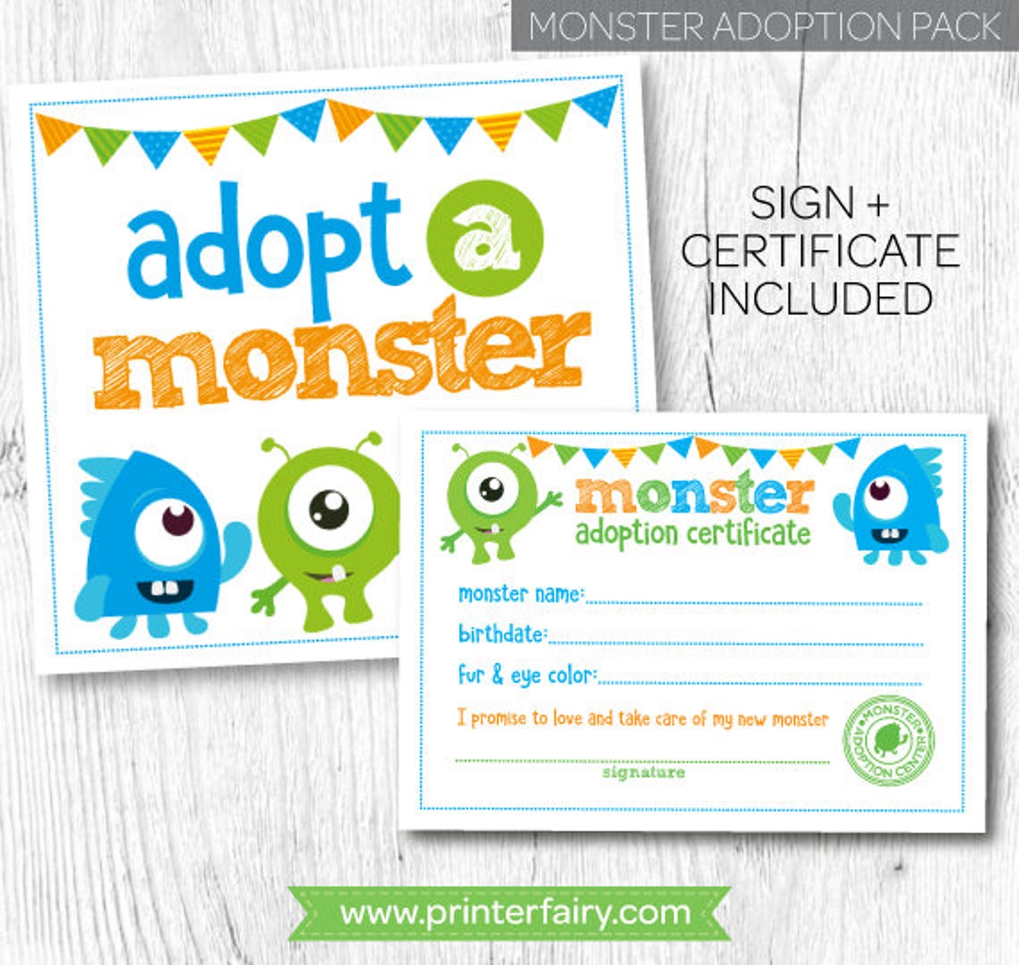 Adopt a Monster Little Monster 1st Birthday Monster Birthday - Etsy