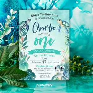 Sea Turtle Invitation Turtley Awesome Party Under the Sea 1st Birthday ...