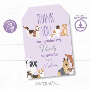 Puppy Adoption Birthday Favor Tags, It's a Paw-ty! Pet Adoption Party ...