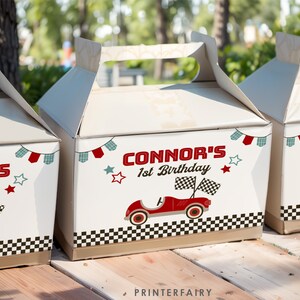 Race Car Birthday Party Gable Box Label, EDITABLE, Racing Car Party ...