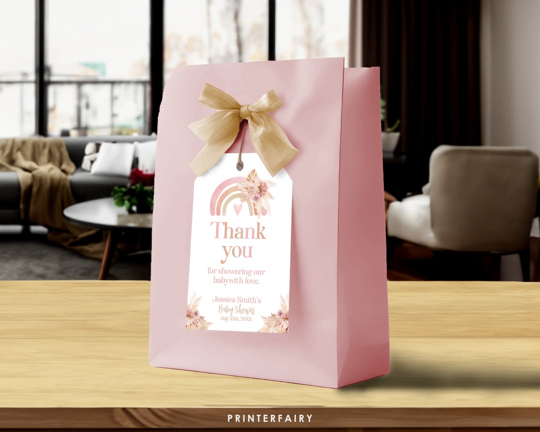 Boho Rainbow Favor Tags, Pastel Watercolor Boho Decor, Pampas Party ...