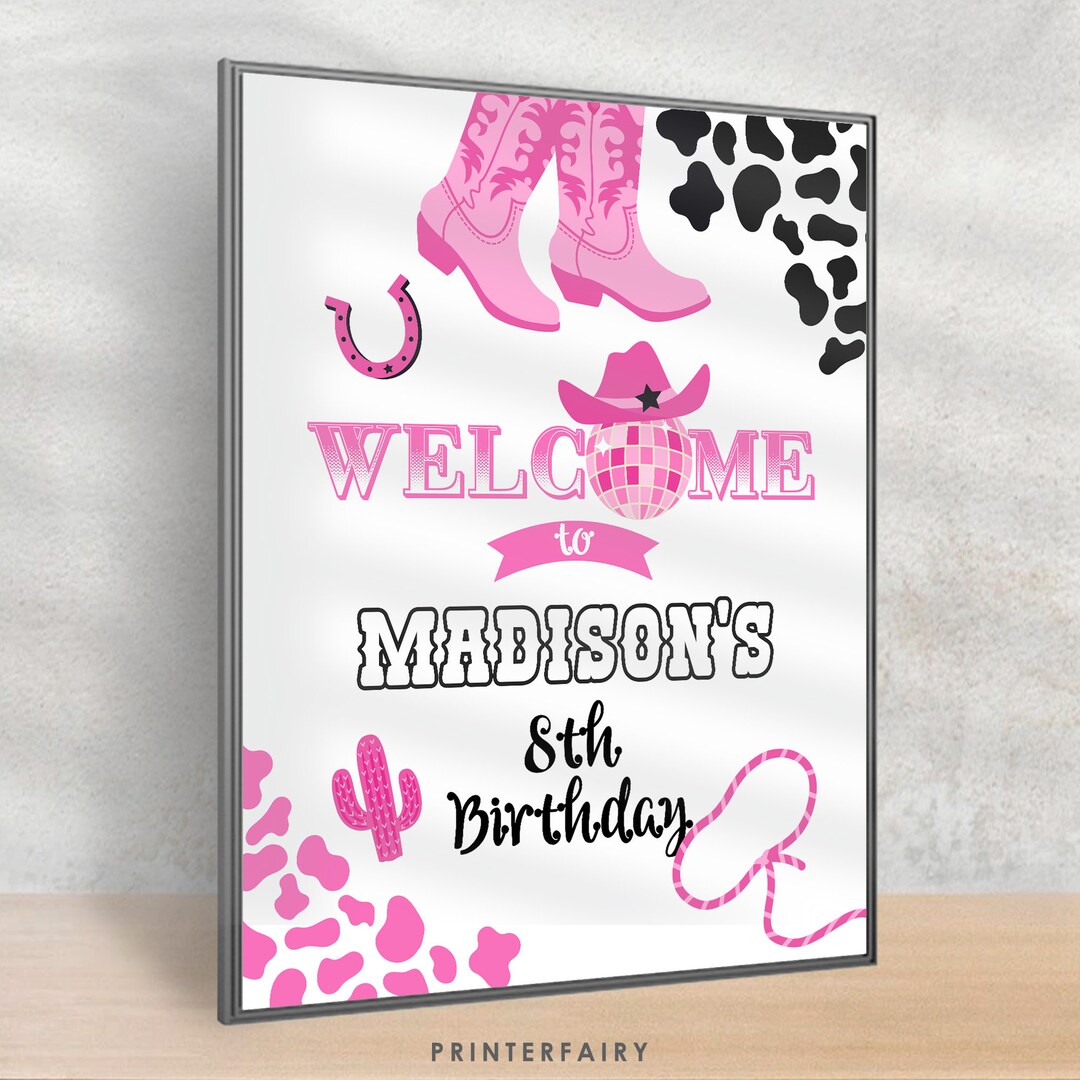 Disco Cowgirl Welcome Sign, Editable Disco Prints, Digital Cowgirl ...