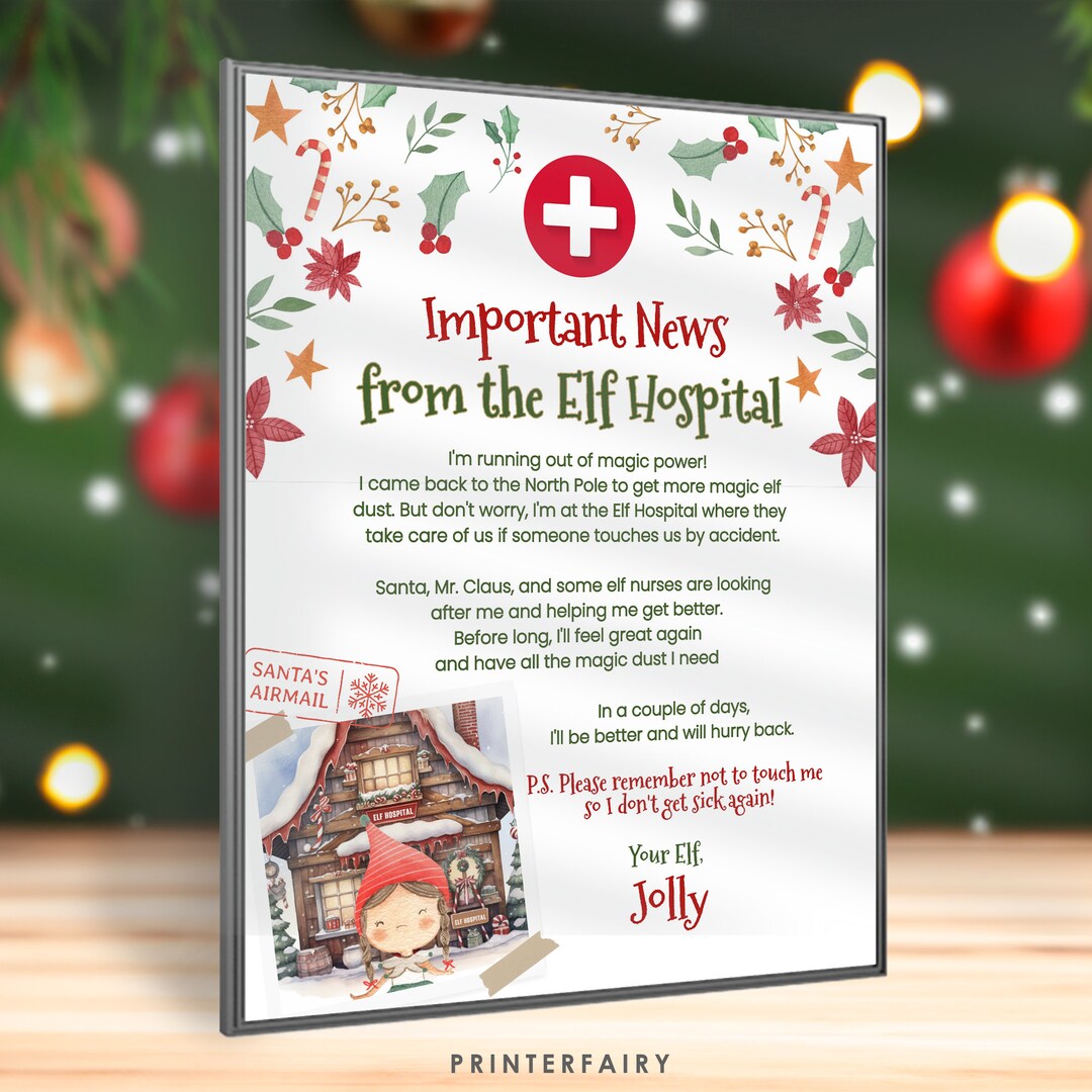 Carta de elfo imprimible de Elf Hospital, actualización de llegada de ...