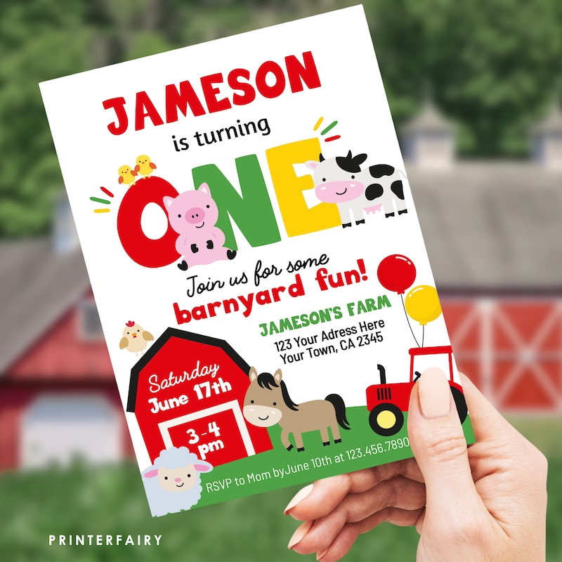 Farm First Birthday Invitation - Etsy