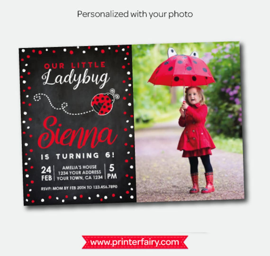 Ladybug Invitation With Photo Ladybug Birthday Party - Etsy
