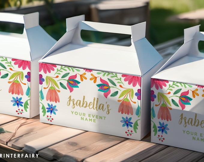 EDITABLE Piñata Fiesta Gable Box Label Pinata Fiesta Birthday Treat Box ...