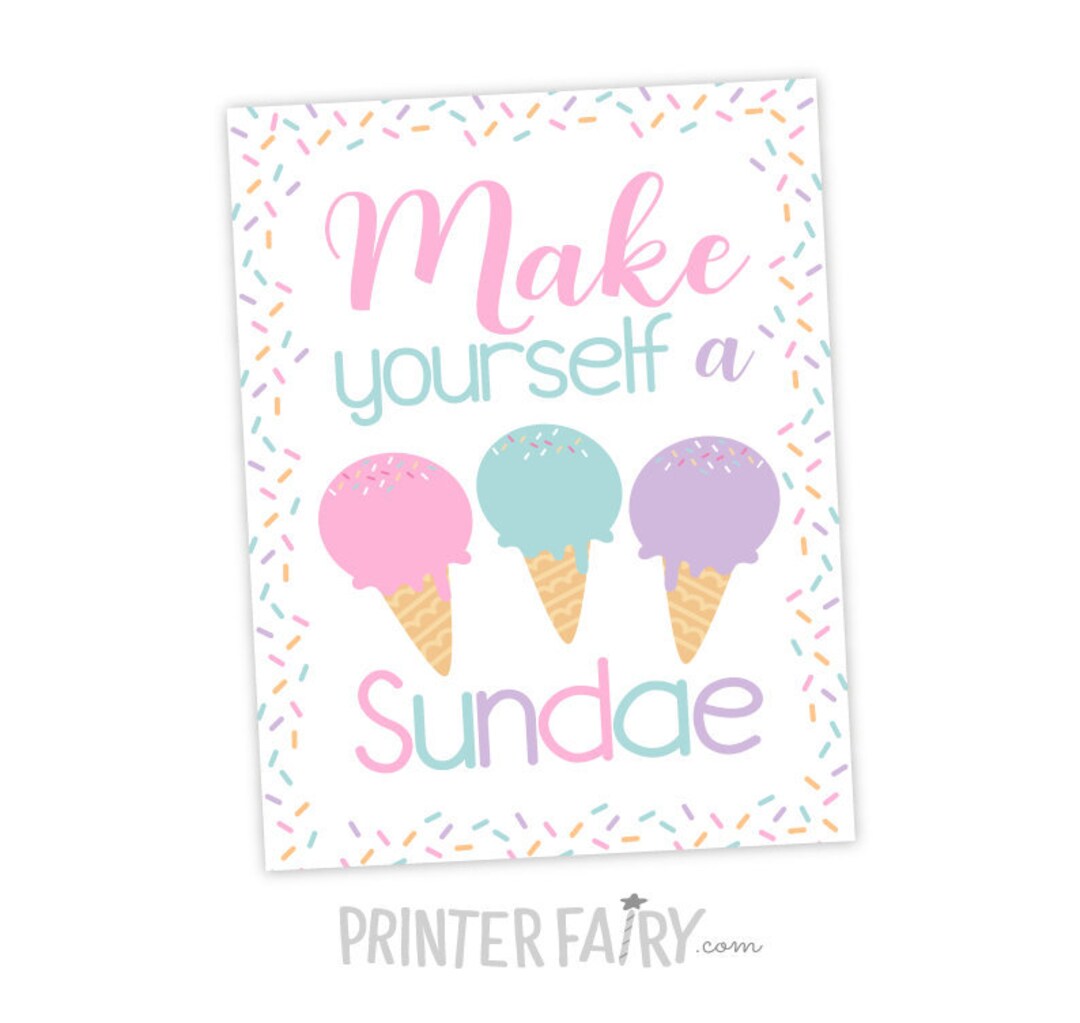 Ice Cream Bar Sign, Sundae Bar Sign, Ice Cream Birthday Party, Ice ...