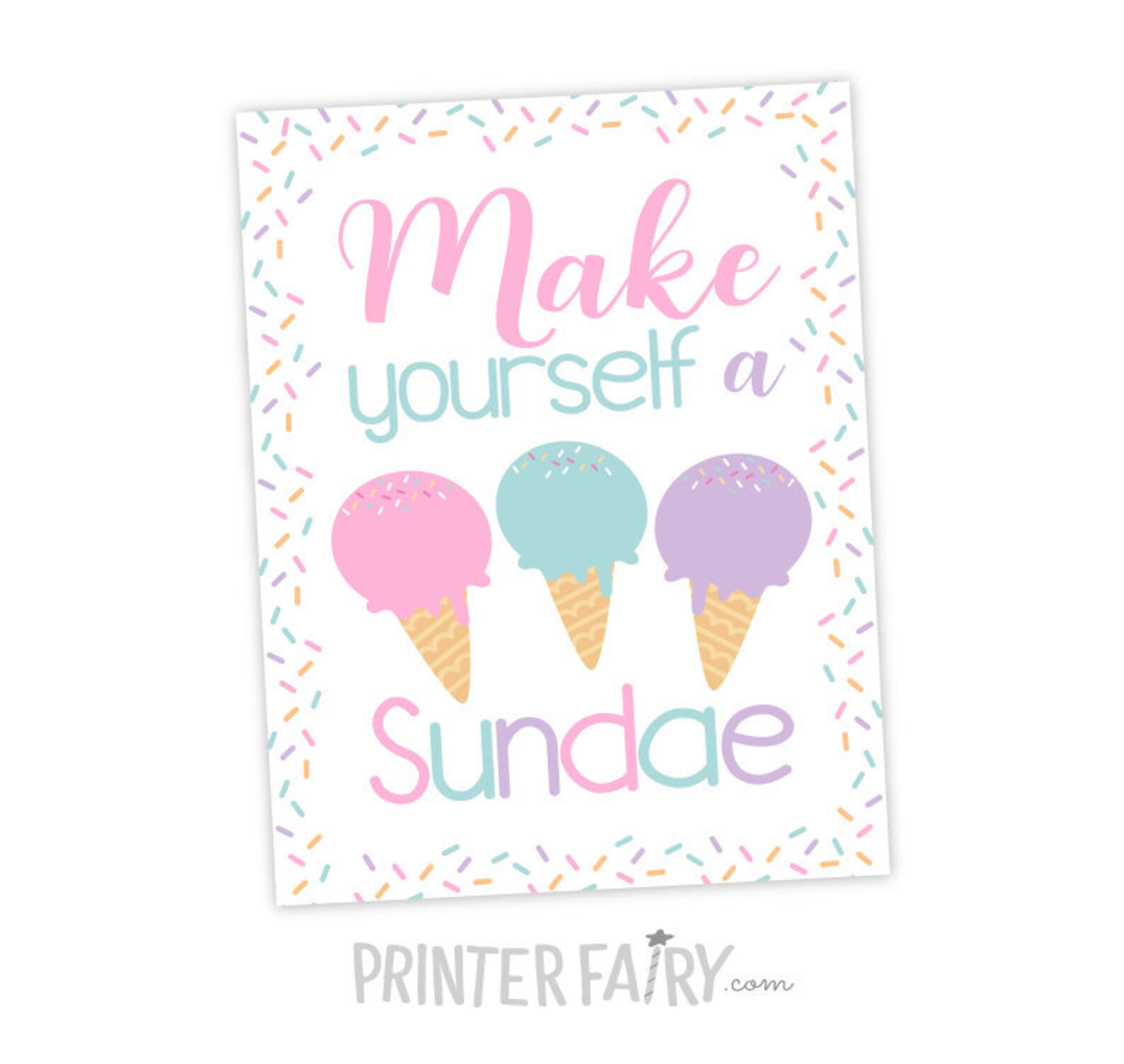 Ice Cream Bar Sign Sundae Bar Sign Ice Cream Birthday Party | Etsy