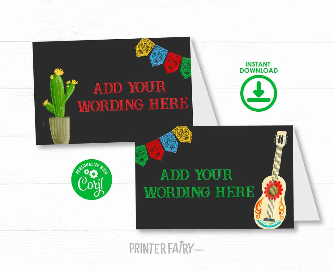 Fiesta Birthday Party Food Tents, Editable Mexican Fiesta Food Signs ...