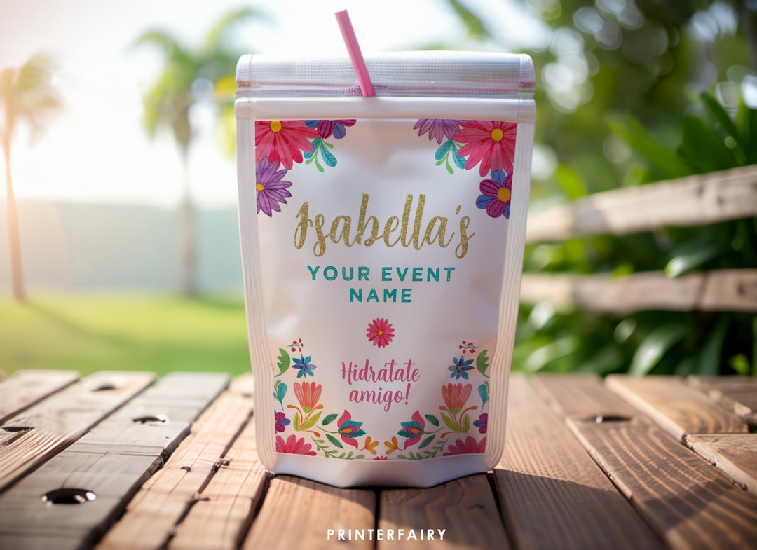 Mexican Drink Pouch Label, Editable Cinco De Mayo Party Decoration ...