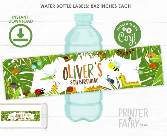Insects Printable Water Bottle Labels, Bugs Labels, Creepy Crawlers ...