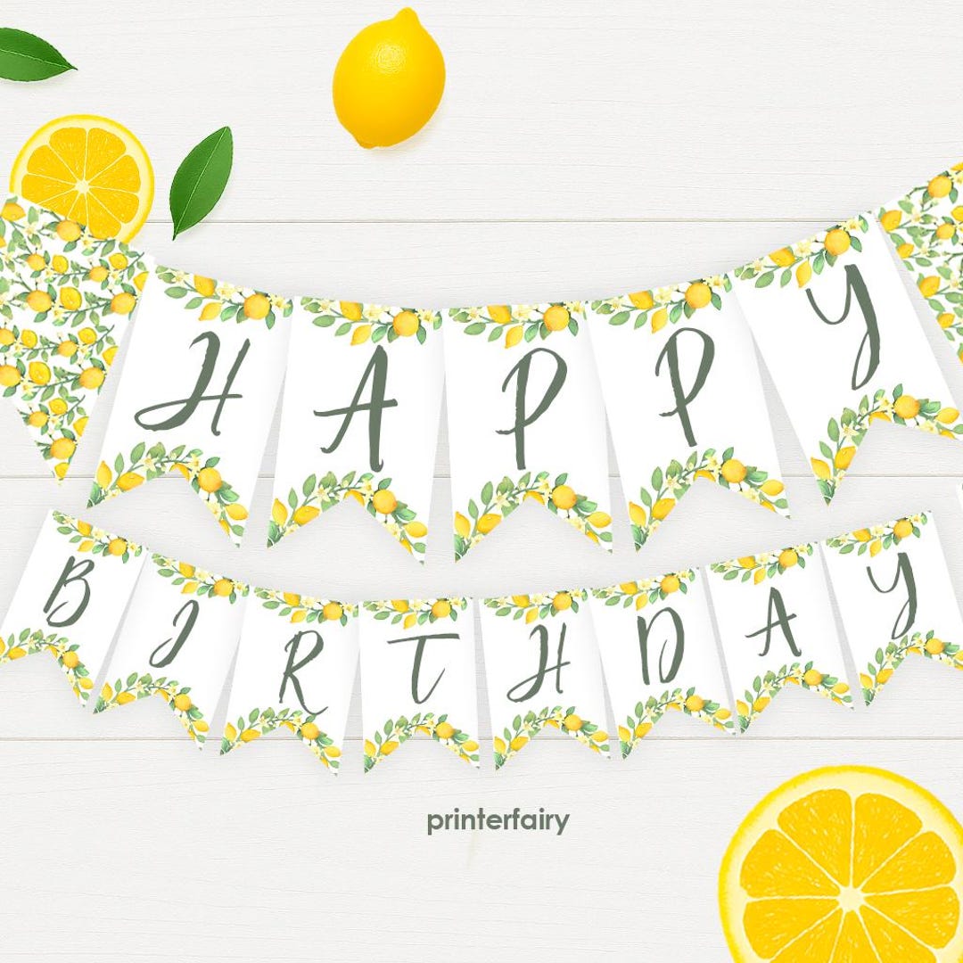 Lemon Birthday Banner, Editable Citrus Party Decor (instant Download ...