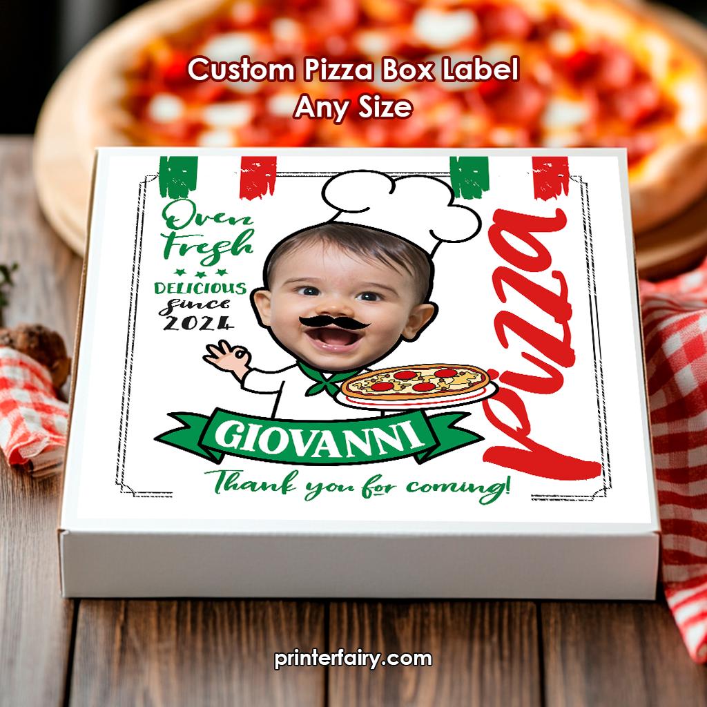 Personalized Pizza Box Label, Trattoria Party Decoration (digital ...