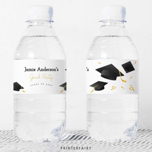 Graduation Water Bottle Label, Editable Template, College Graduation ...