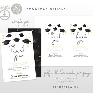 Graduation Party Thank You Card, Editable Template, College Graduation ...