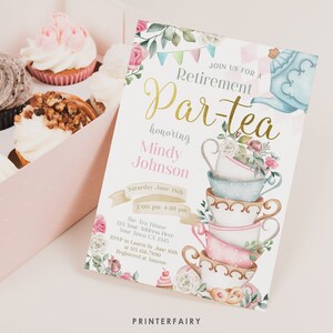 Time for Tea Retirement Party, Surprise Retirement Party Tea Invitation ...
