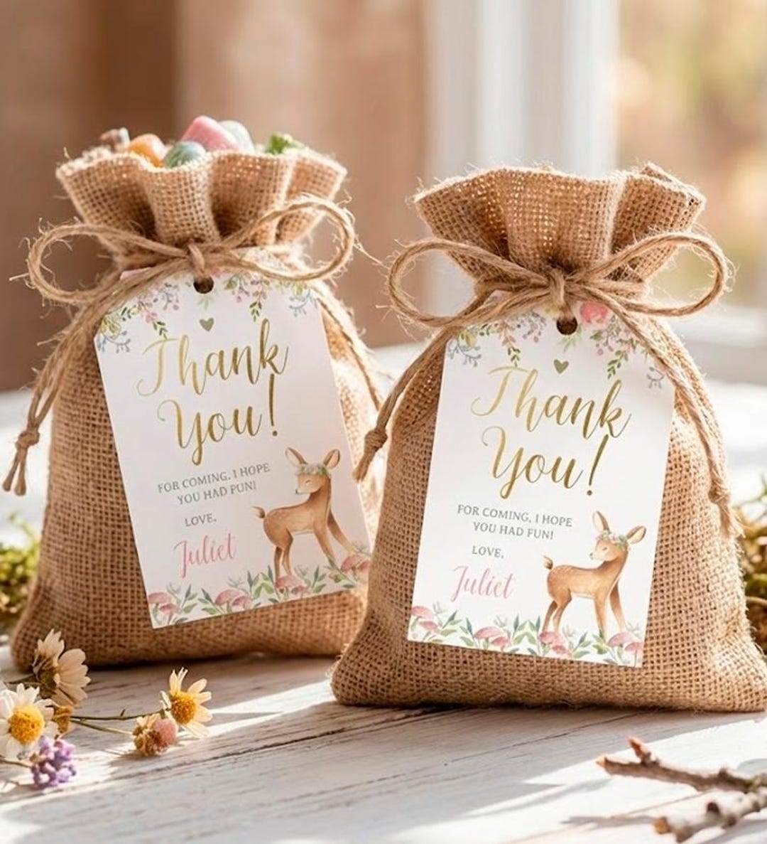 Deer Favor Tags Editable Printable Template, Instant Download - Etsy