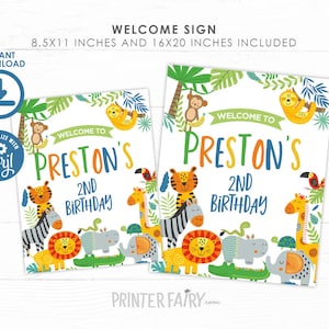 Jungle Welcome Sign EDITABLE Safari 1st Birthday Sign - Etsy