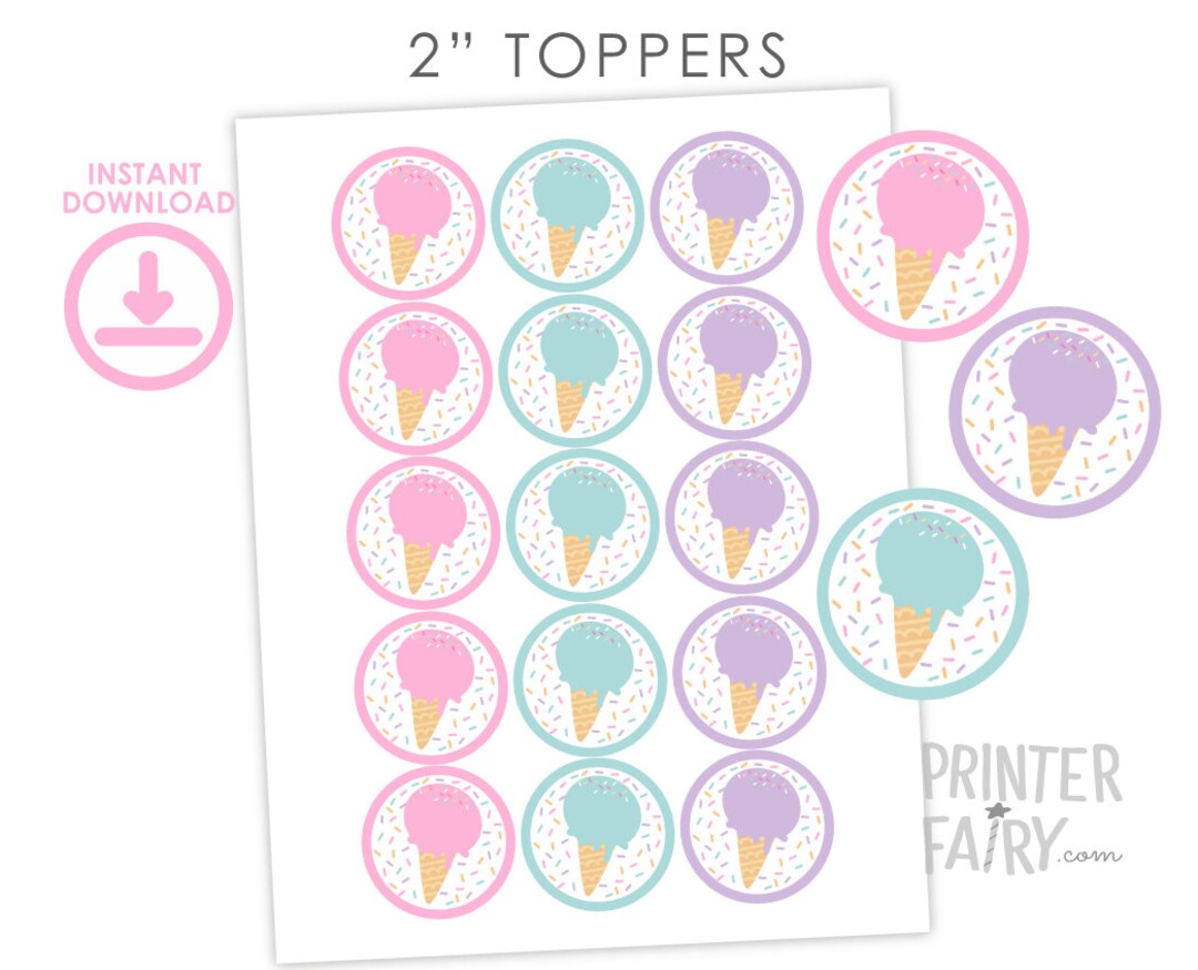 Ice Cream Toppers, Ice Cream Labels, Ice Cream Birthday Decorations ...