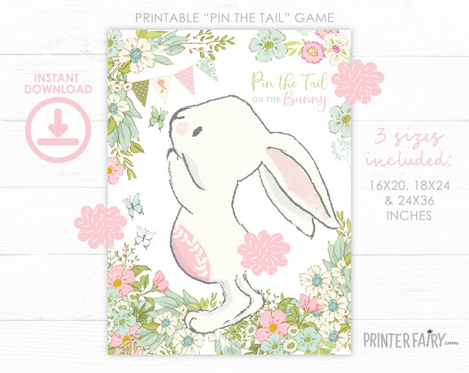 Pin the Tail on the Bunny Game, Printable Bunny Party Game, Easter ...