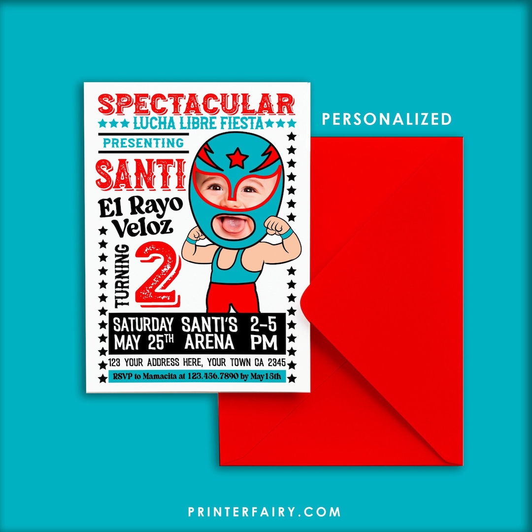 Lucha Libre Invitation With Photo, Personalized for Any Age, Cinco De ...