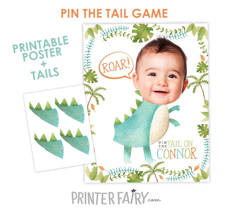Pin the Tail Game Dinosaur Birthday Party Wild One Party - Etsy