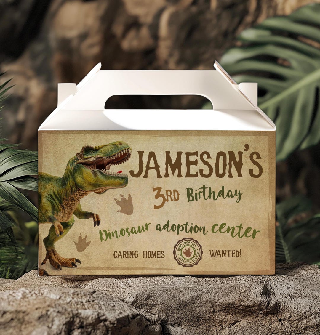 Dinosaur Birthday Party Gable Box, EDITABLE, T-rex Birthday, Dinosaur ...