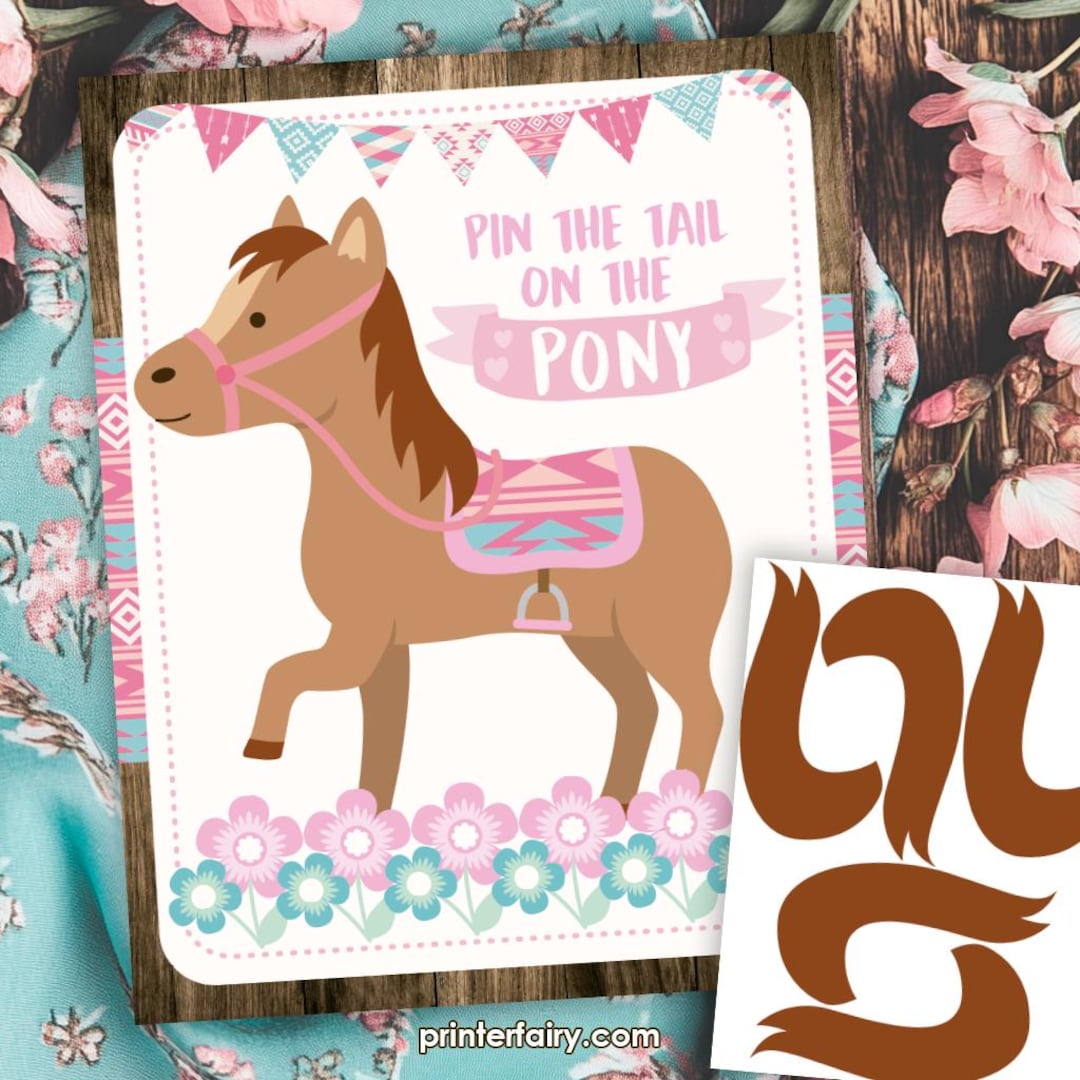 Pin the Tail on the Pony Printable Party Game, Horse Birthday Party ...