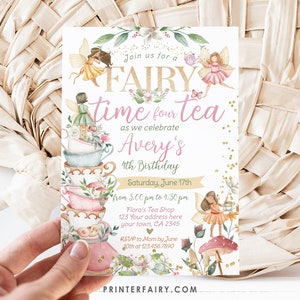 Editable Time Four Tea Partea 4th Birthday Invitation Fairytale ...
