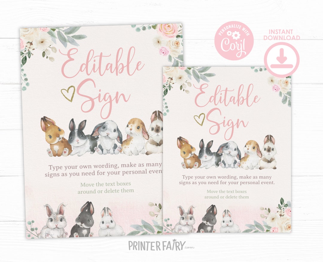 Bunny Editable Sign, Bunny Welcome Sign, Spring Sign, Some Bunny ...