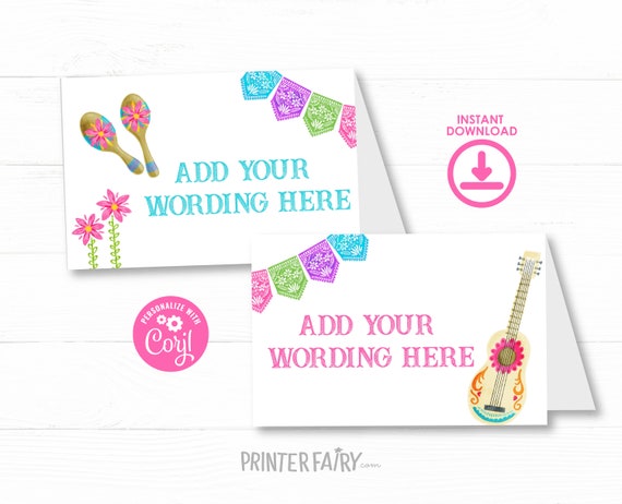 Fiesta Birthday Party Food Tents, Editable Mexican Fiesta Food Label ...