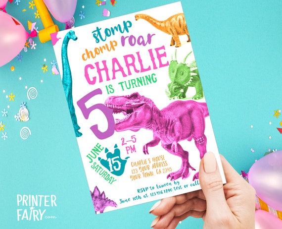 Dinosaur Birthday Invitation, EDITABLE Invitation, Triceratops ...