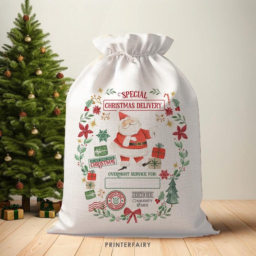 Custom Santa Sack, Sublimation PNG Design, Christmas Custom Sack ...