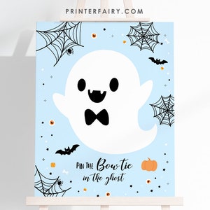 Pin the Bow Tie in the Ghost Spooky One Halloween Party Pin the Tail ...
