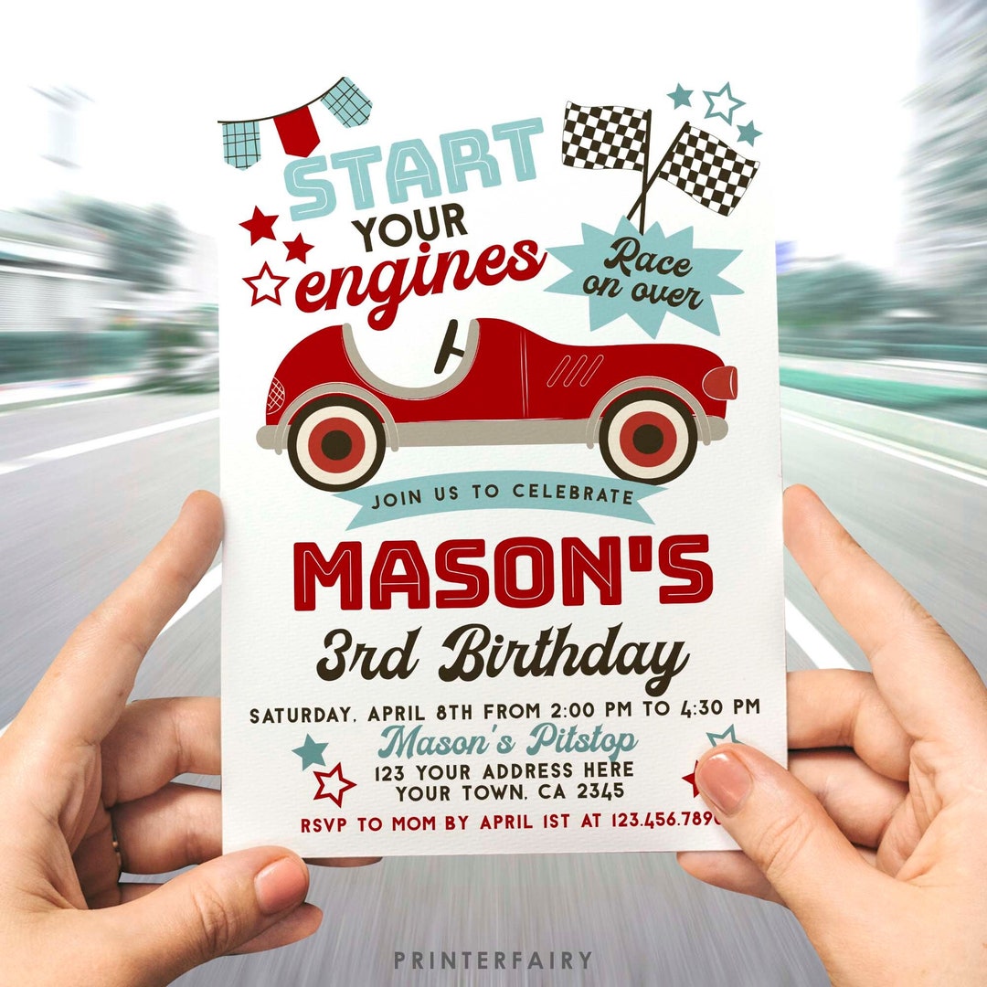 Race Car Birthday Party Invitation, EDITABLE, Racing Car Party, Racing ...