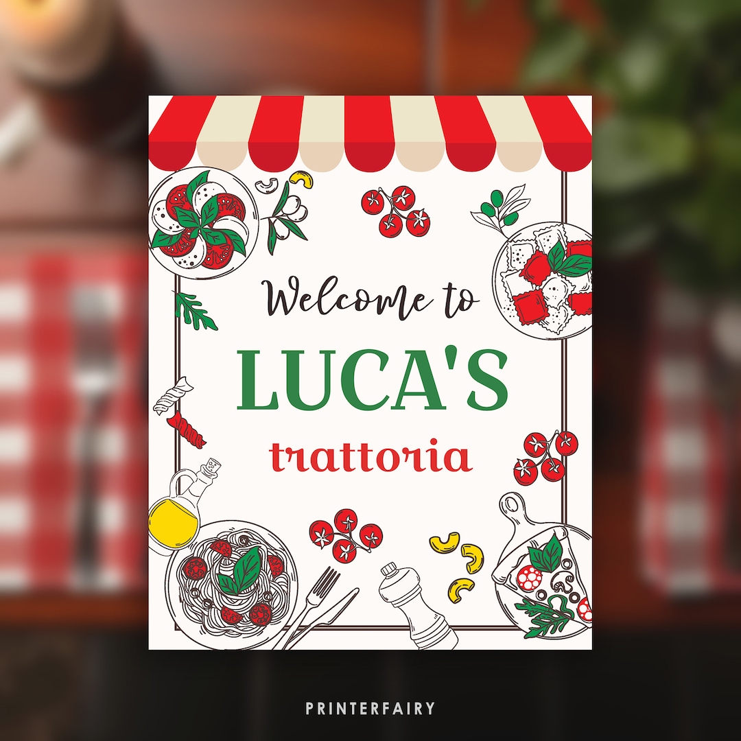 Italian Birthday Welcome Sign, Pizza Birthday Party, Spaghetti Birthday ...