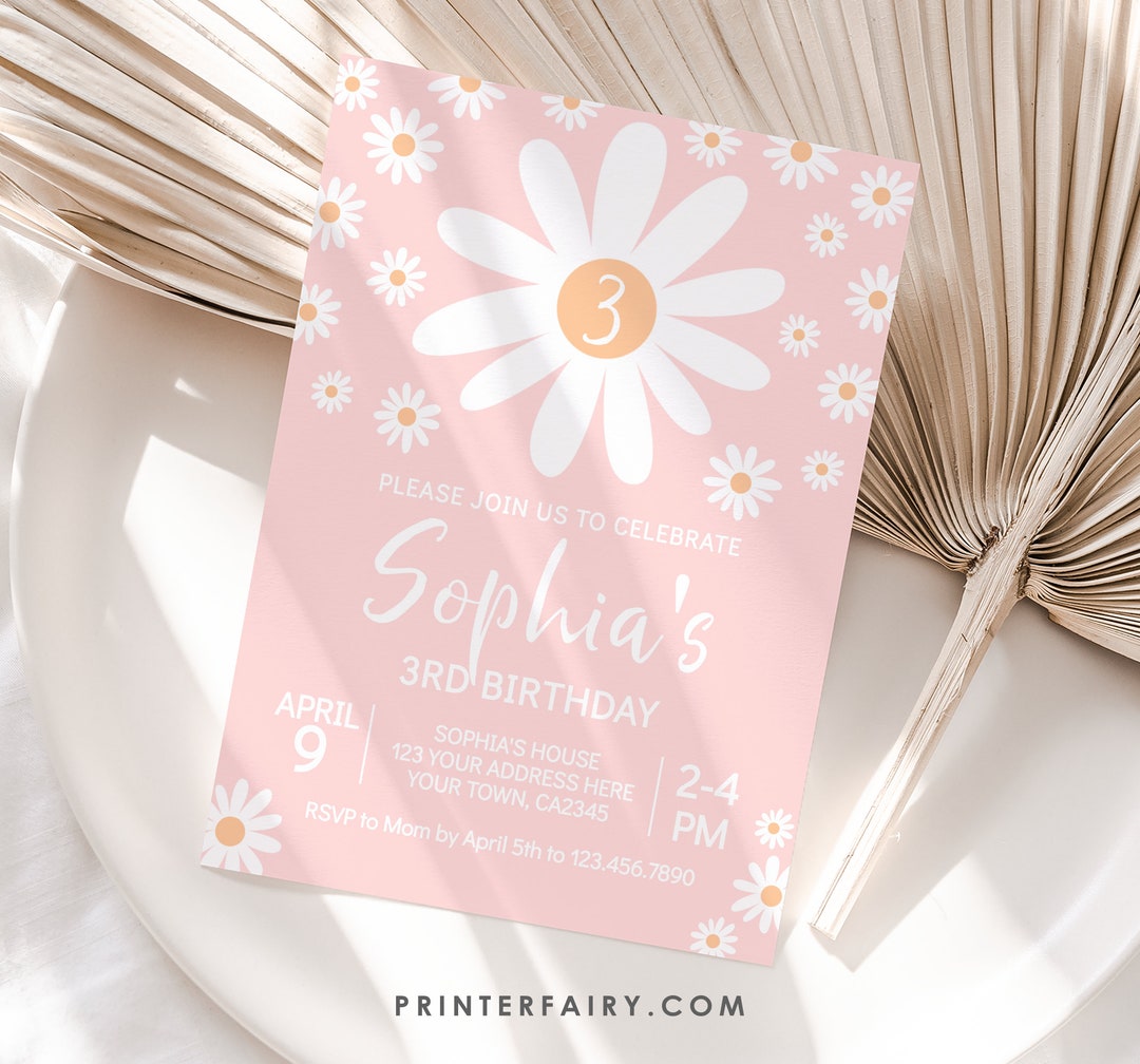 Daisy Birthday Invitation, EDITABLE Daisy Birthday Invite, Any Age ...